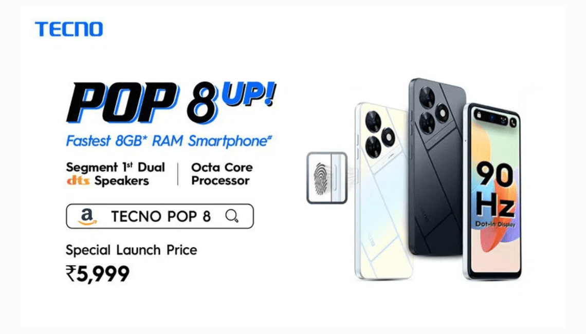 TECNO Introducing POP 8 India's Fastest 8GB RAM Smartphone